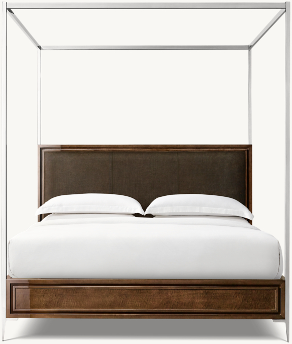 Benoit Leather Panel Canopy Bed | RH
