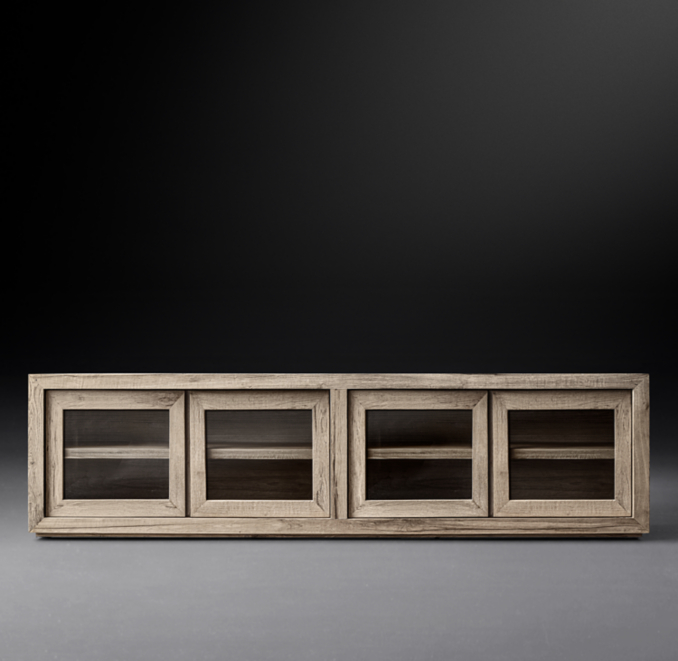 Reclaimed Oak Glass 4-Door Media Console