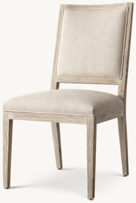 French Contemporary Square Fabric Dining Side Chair | RH