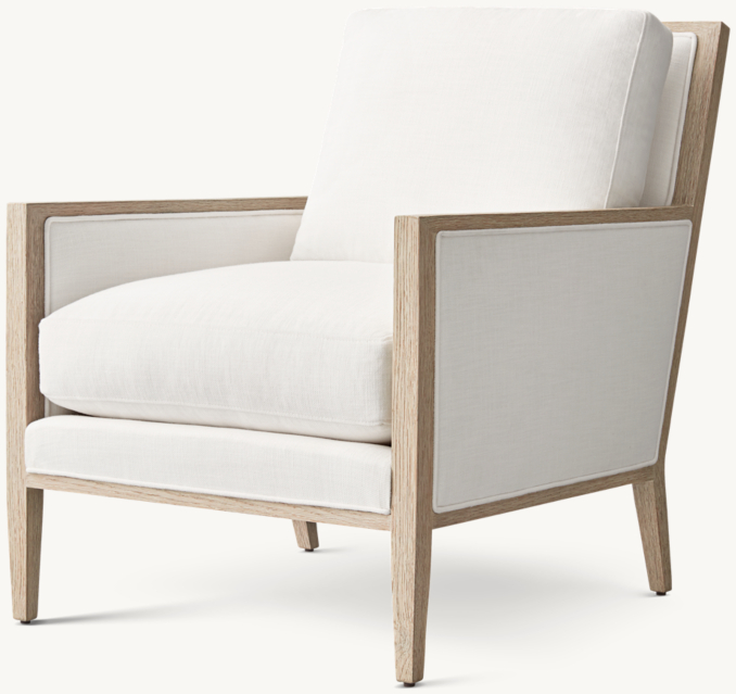 French Contemporary Track Arm Low Back Chair