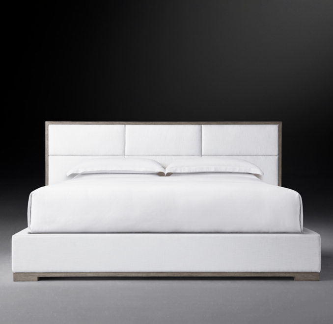 Modena Fabric Framed Rectangular Channel Panel Platform Bed