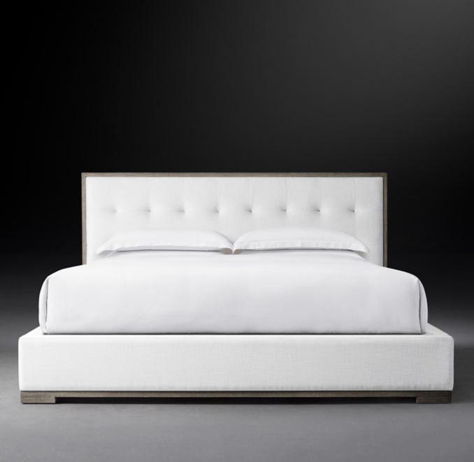 Modena Fabric Framed Box-Tufted Panel Platform Bed