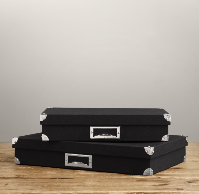 Linen Document Box Black