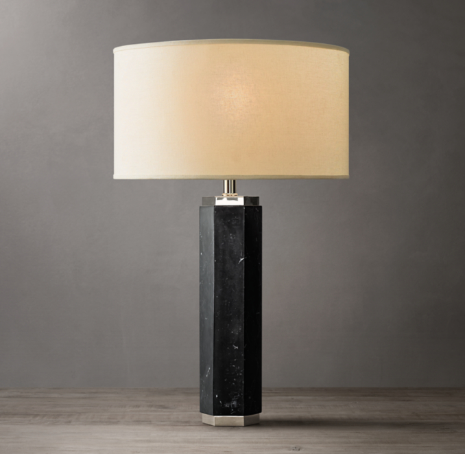 Hexagonal Column Marble Table Lamp