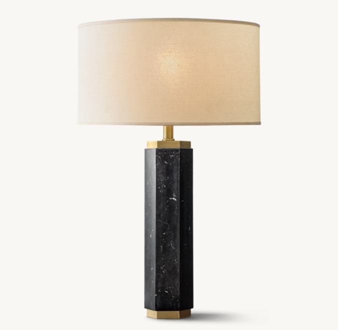 Hexagonal Column Marble Table Lamp | RH