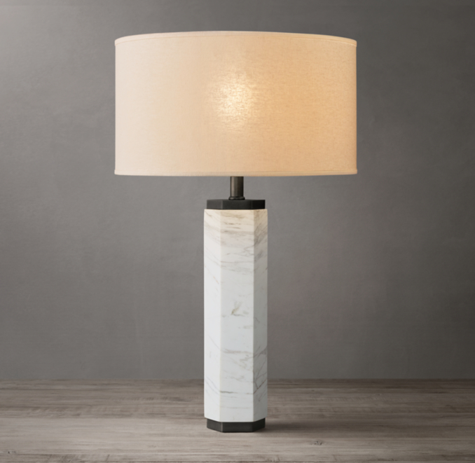 Hexagonal Column Marble Table Lamp