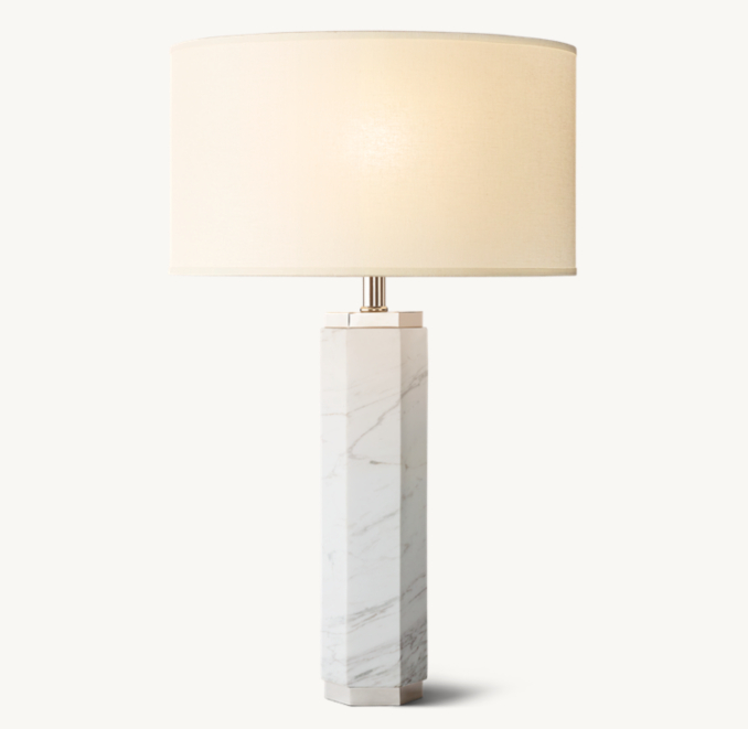 Hexagonal Column Marble Table Lamp | RH