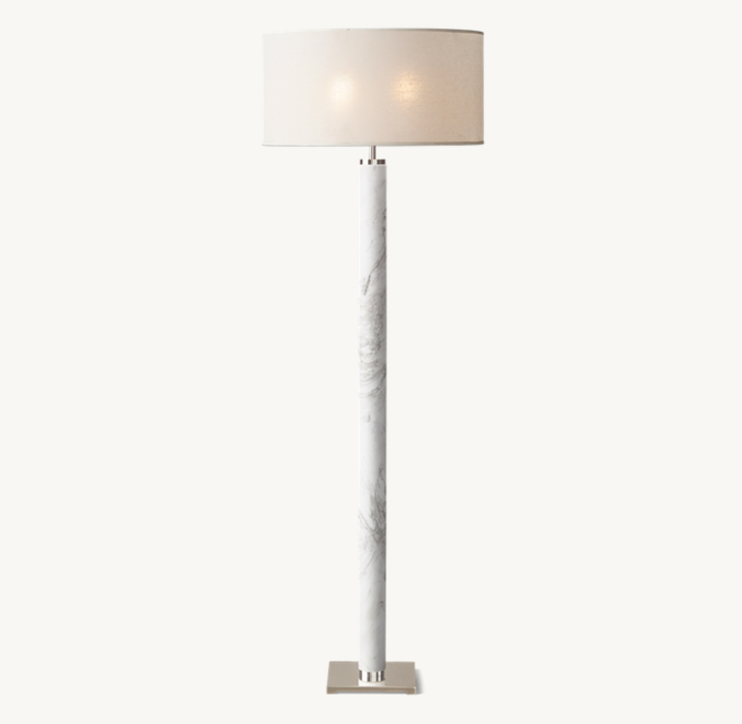 Cylindrical Column Marble Floor Lamp