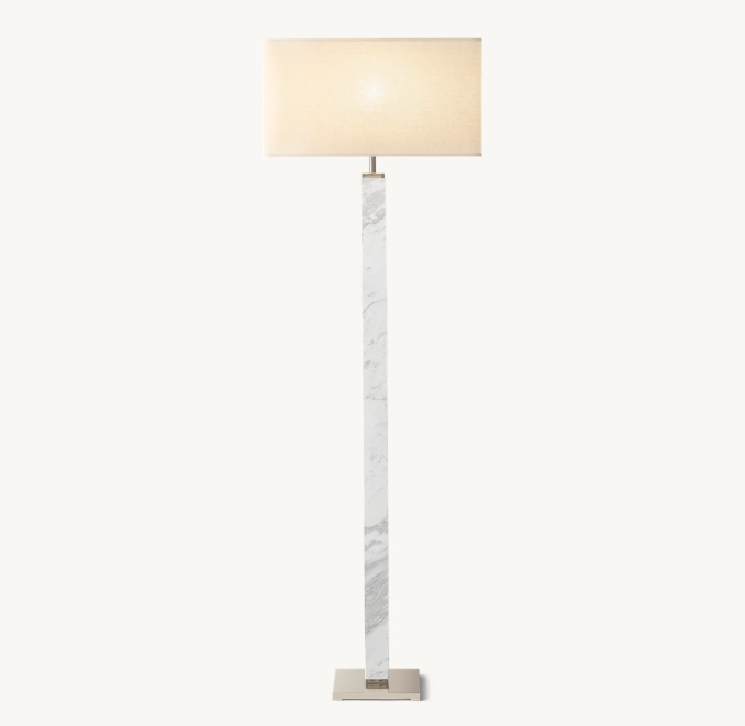 Square Column White Marble Floor Lamp | RH