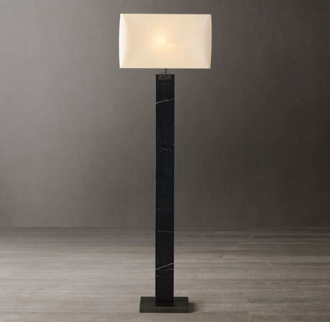 Rectangular Column Black Marble Floor Lamp
