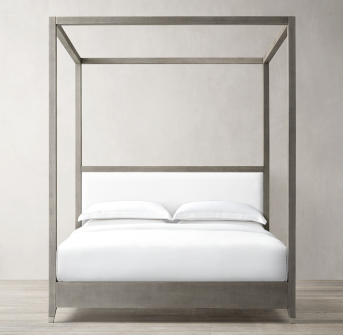 Graydon Shagreen Fabric Panel Canopy Bed