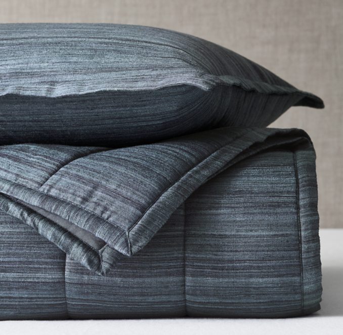 RAW SILK CHANNEL-STITCHED QUILT | RH