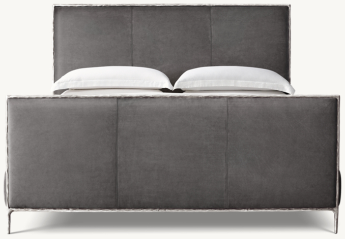 Thaddeus Leather Panel Bed with Footboard