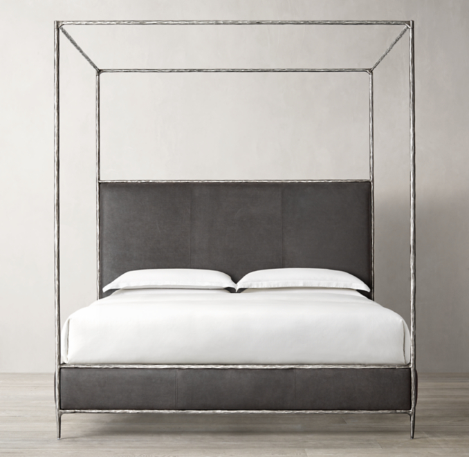 Thaddeus Leather Panel Canopy Bed
