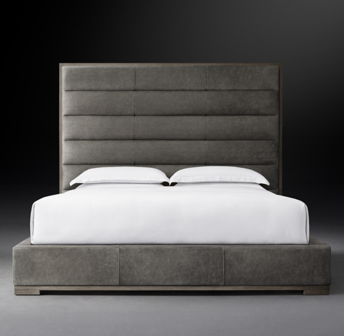 Modena Leather Framed Horizontal Channel Panel Platform Bed