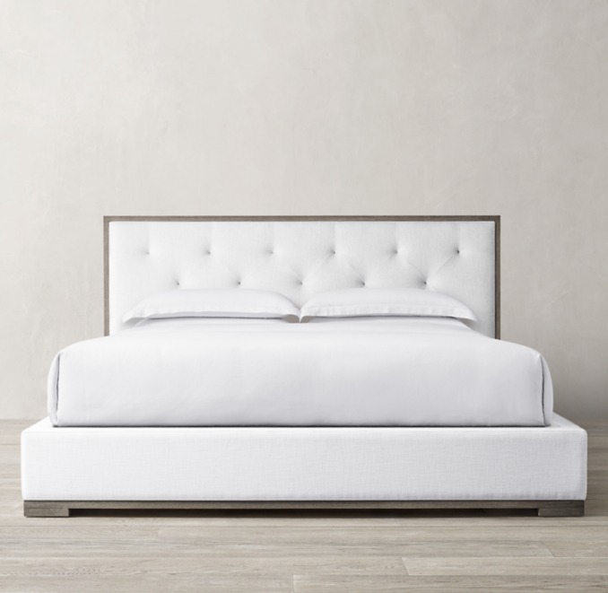 Modena Fabric Framed Diamond-Tufted Panel Platform Bed