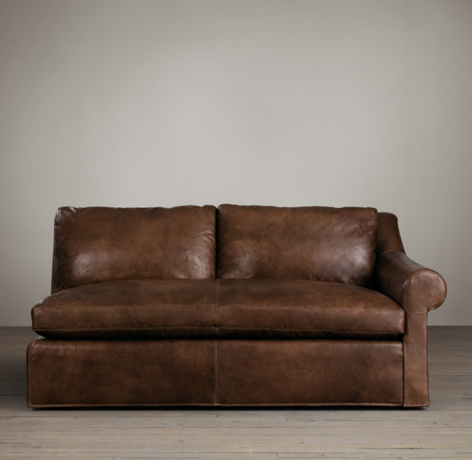 Belgian Roll Arm Leather Right Arm Sofa RH