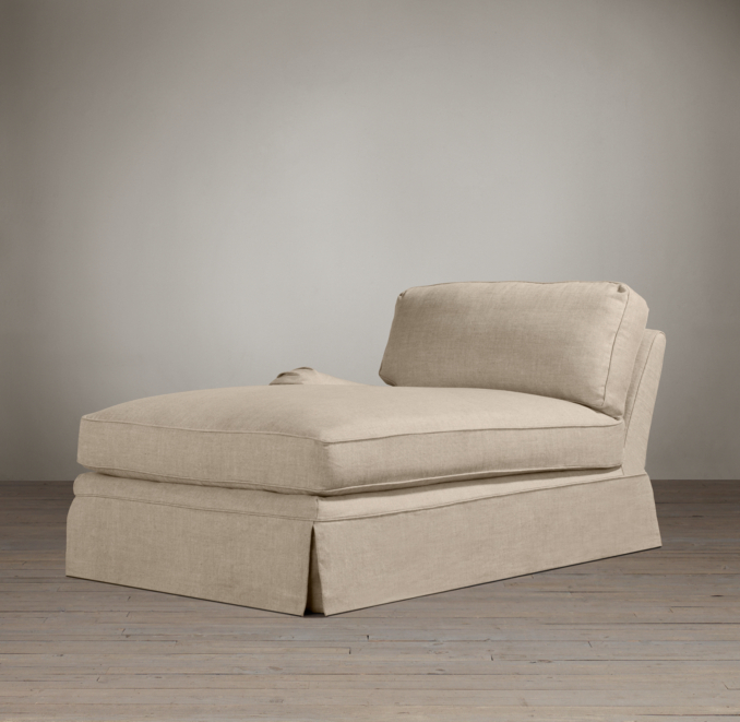 English Roll Arm Slipcovered Left-Arm Chaise