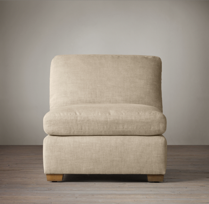 Belgian Roll Arm Upholstered Armless Chair