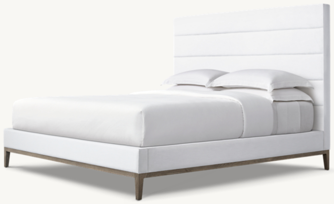 Italia Fabric Horizontal Channel Panel Platform Bed - Oak Base | RH TEEN