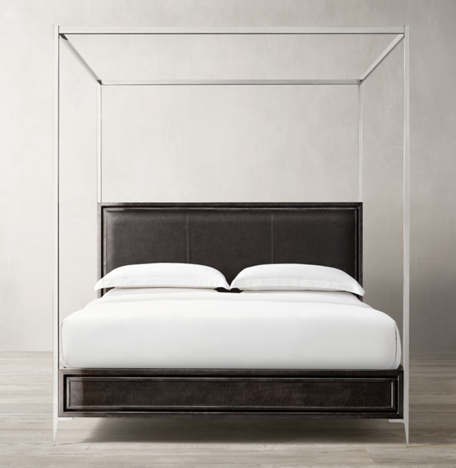 Benoit Leather Panel Canopy Bed