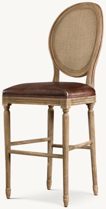 Vintage French Round Cane Back Stool Collection | RH
