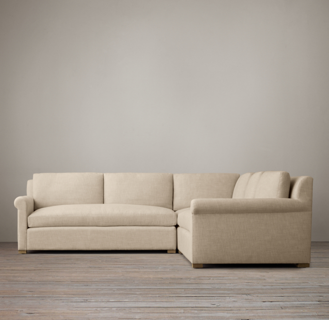 Belgian Petite Roll Arm Upholstered Customizable Sectional | RH