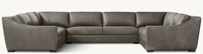 Modena Slope Arm Leather U-Sofa Sectional