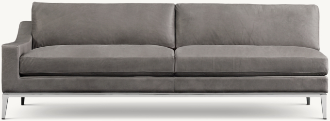 Italia Slope Arm Leather Left Arm Sofa Metal Base RH Baby Child