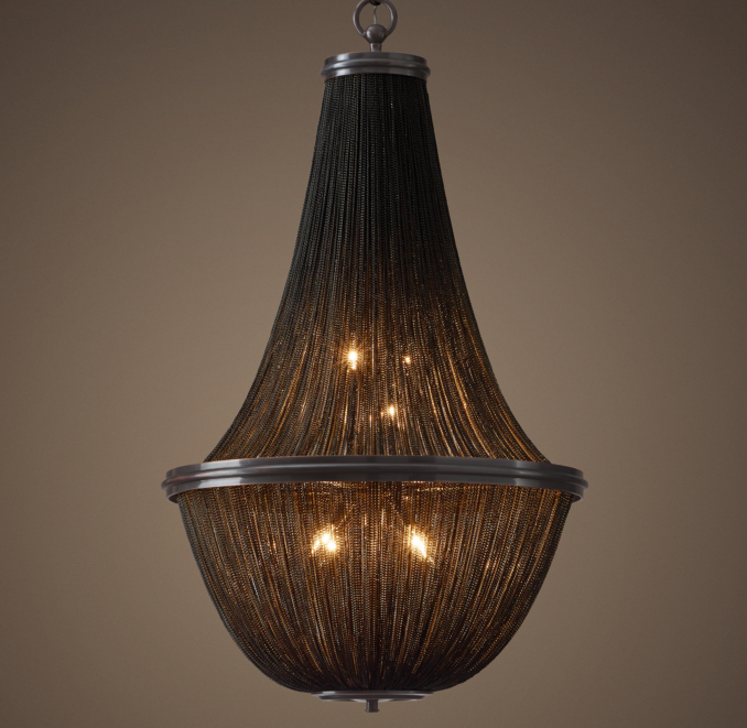 19th C. French Empire Chainmail Chandelier 31"