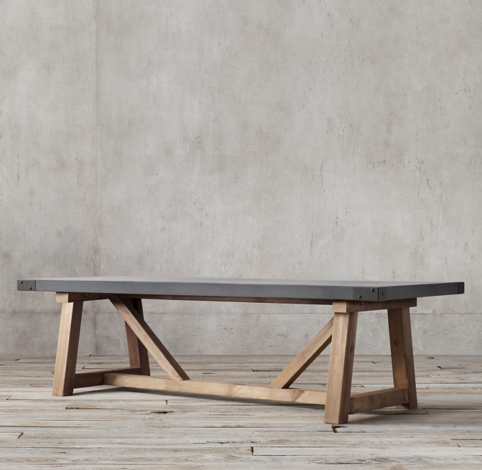 Salvaged Wood & Concrete Beam Rectangular Dining Table