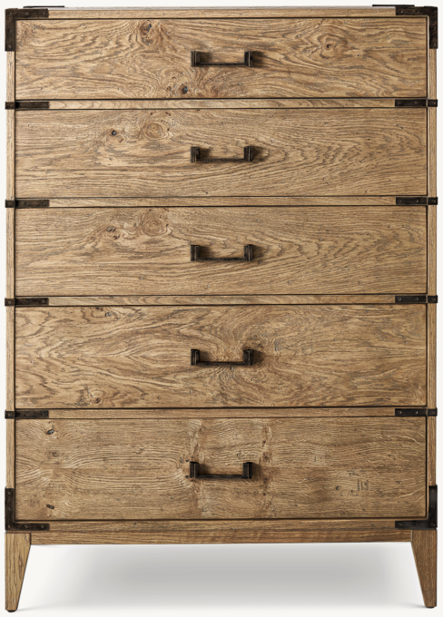 Cayden Campaign 5 Drawer Narrow Dresser With Corner Brackets RH