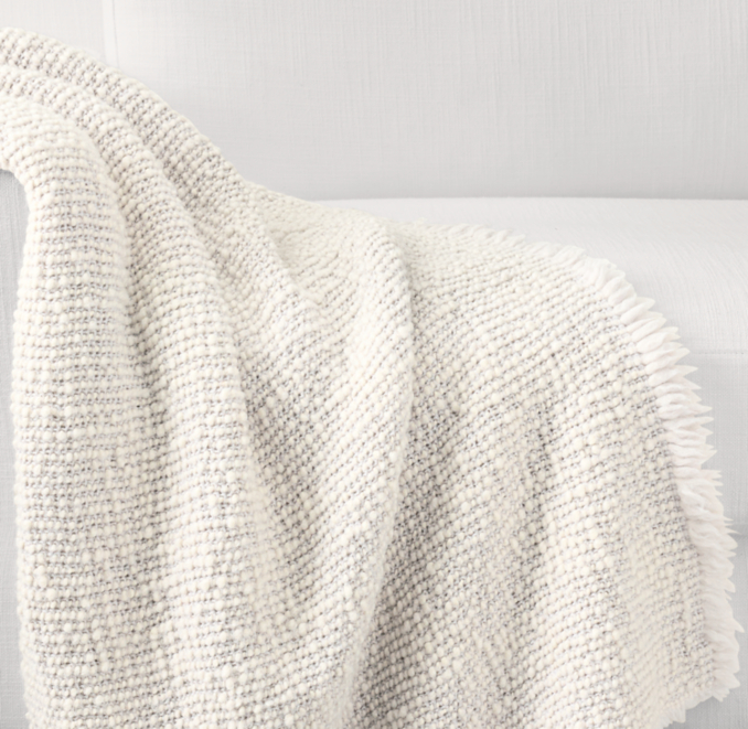 Italian Garment-Dyed Chunky Textured Wool Throw
