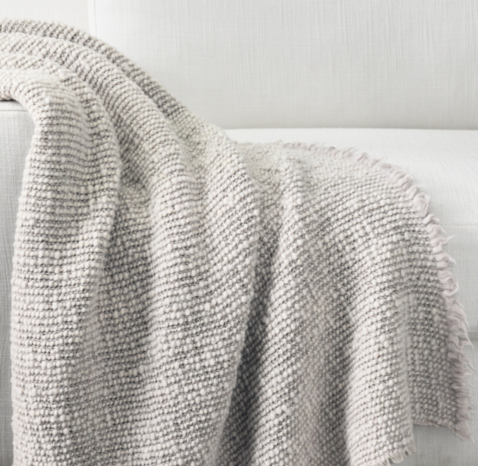 Italian Garment-Dyed Chunky Textured Wool Throw | RH
