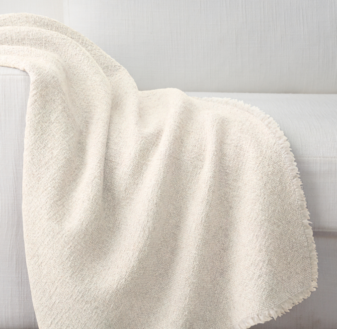 Italian Garment-Dyed Textured Wool Throw | RH