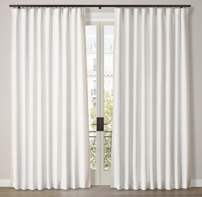 Banded Linen Drapery - Rod Pocket