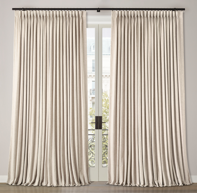Custom Italian Striated Velvet 3-Fold French-Pleat Drapery