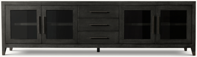 GRAYDON SHAGREEN GLASS 4-DOOR MEDIA CONSOLE WITH DRAWERS