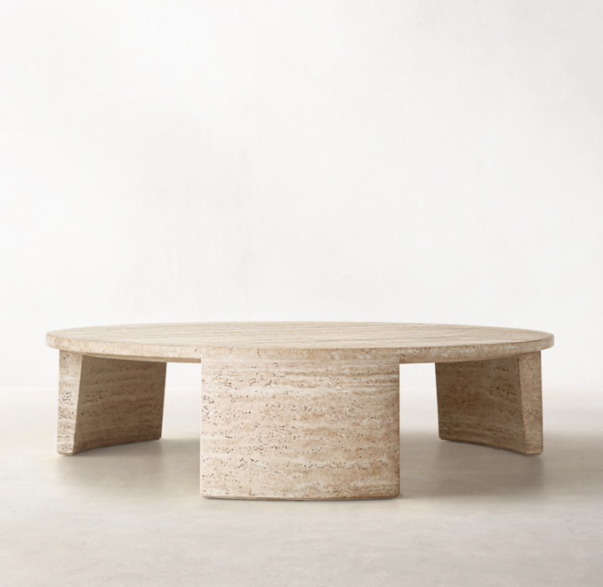 Wyeth Italian Travertine Round Coffee Table
