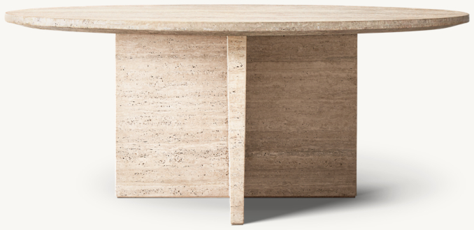 Wyeth Travertine Round Dining Table Collection | RH