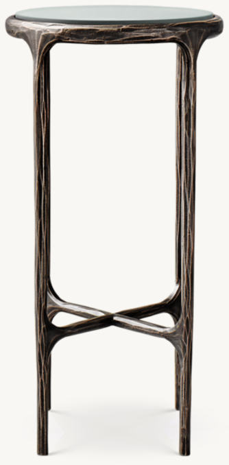 Thaddeus Glass Round Drink Side Table | RH