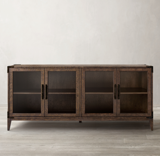 Cayden Campaign Glass 4-Door Sideboard