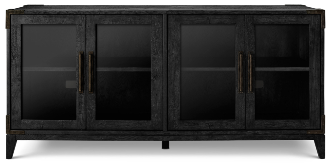 Cayden Campaign Glass 4-Door Media Console