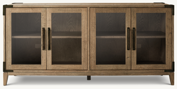 Cayden Campaign Glass 4-Door Media Console | RH