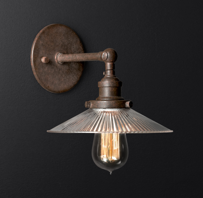 20th C. Factory Filament Ribbed Glass Sconce | RH