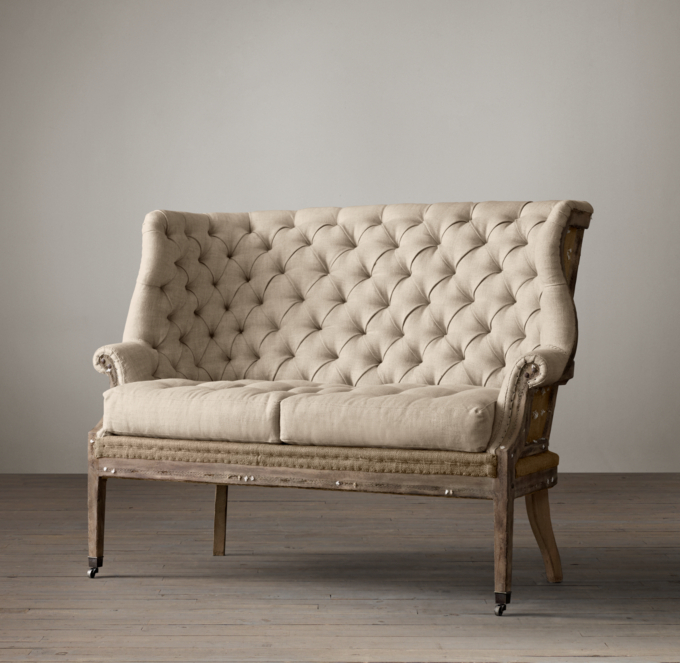 Deconstructed 19Th C. English Wing Settee RH