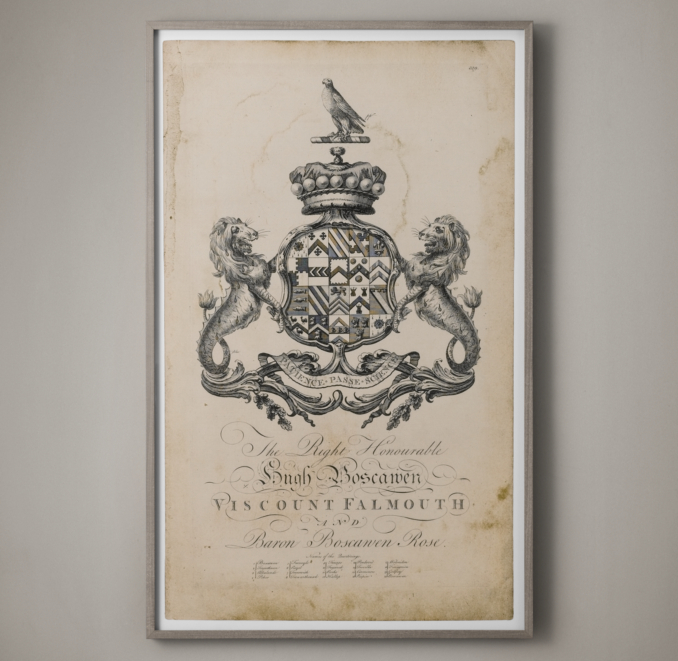 18th C. English Armorial Large Engraving - 2