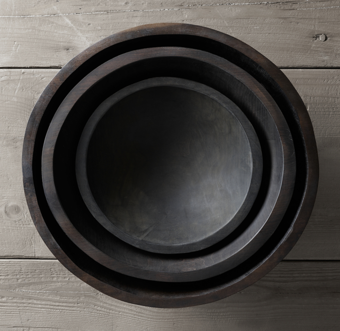 Reclaimed Ebonized Cherry Wood Bowls (Set of 3)