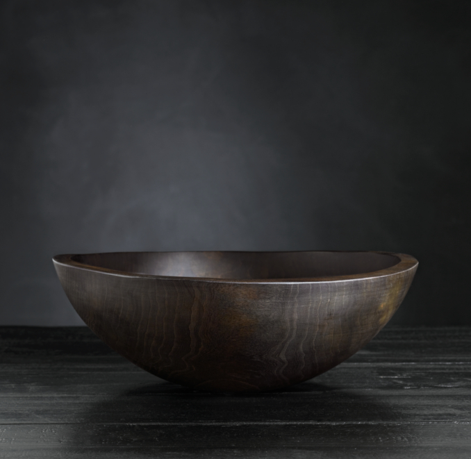 Reclaimed Ebonized Cherry Wood 13" Bowl | RH