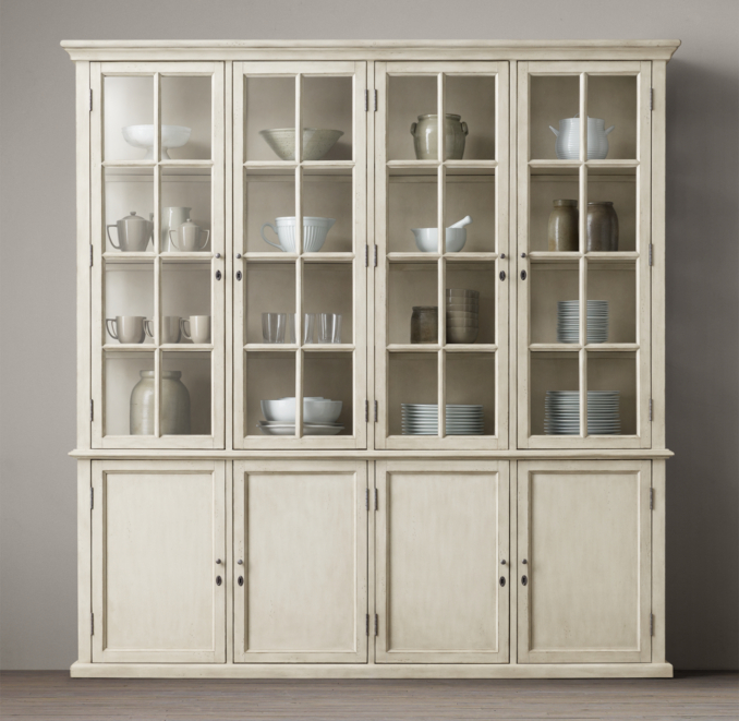 Hampton Casement 4-Door Panel Sideboard & Glass Hutch